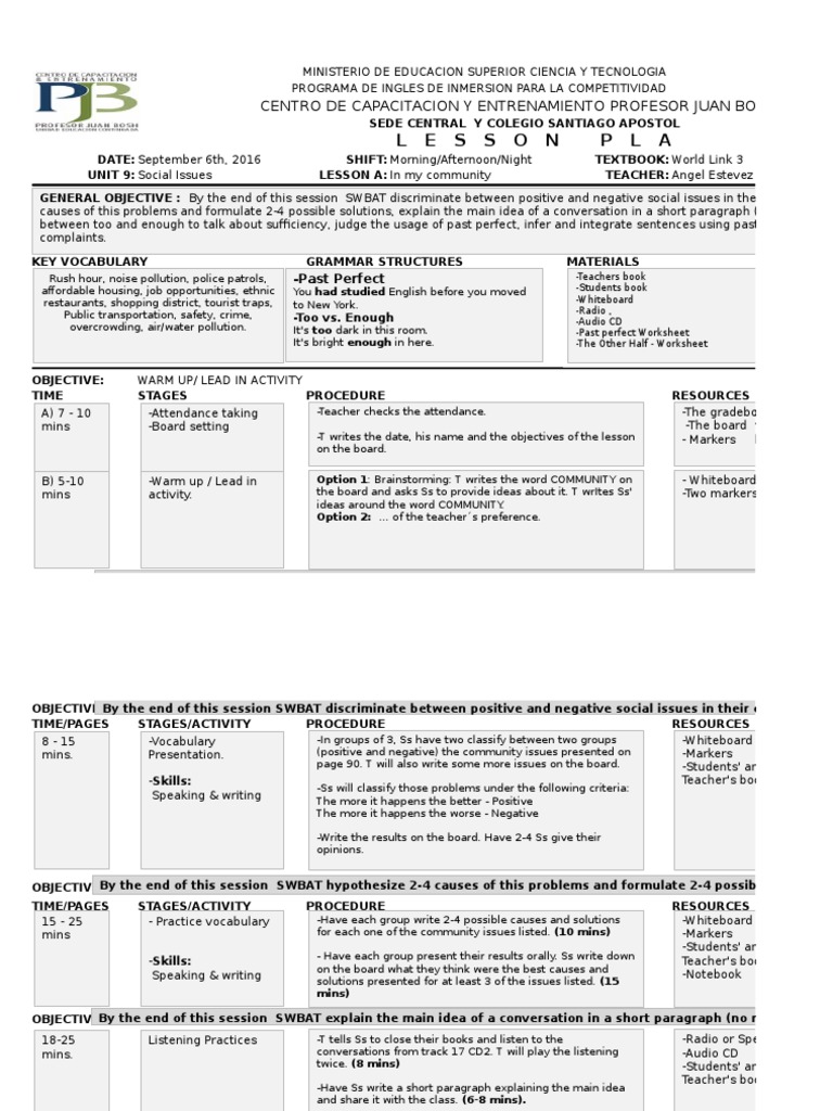 Lesson Plan Unit 9 A - Updated | PDF