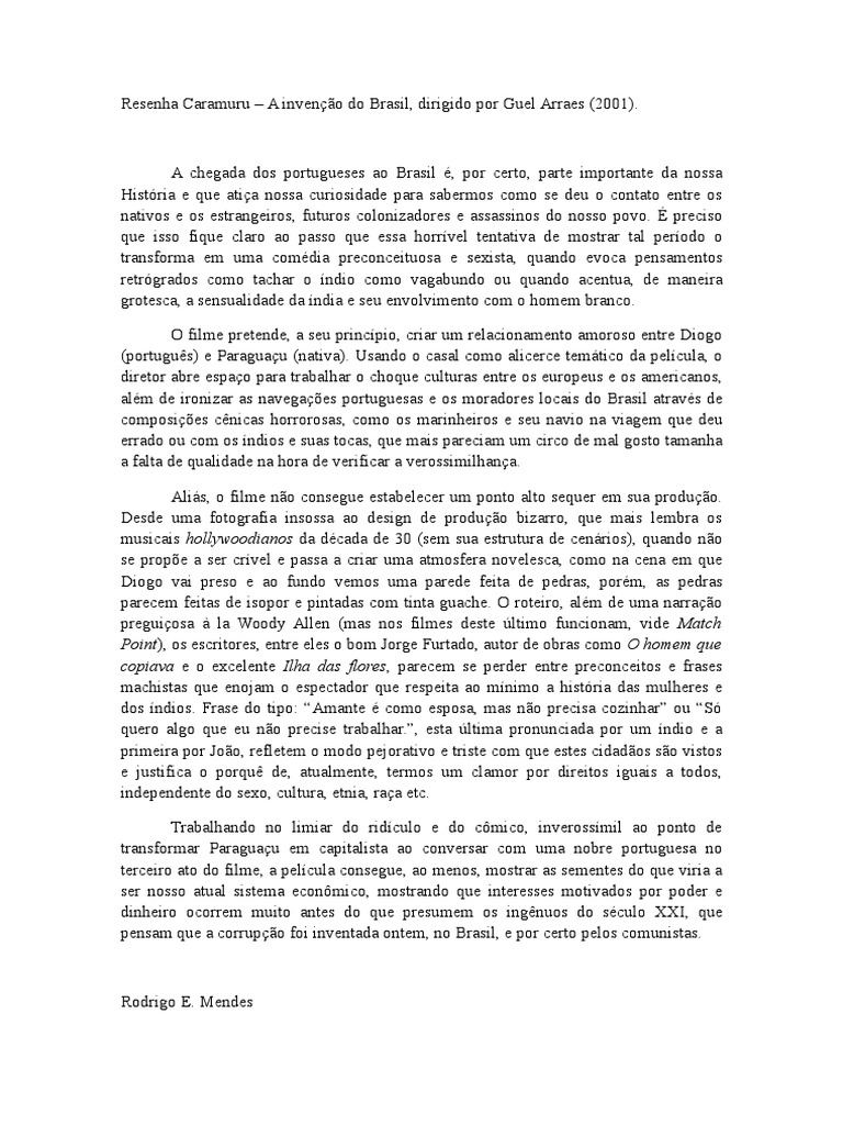 Resenha Caramuru - Filme sobre contato entre portugueses e nativos no ...