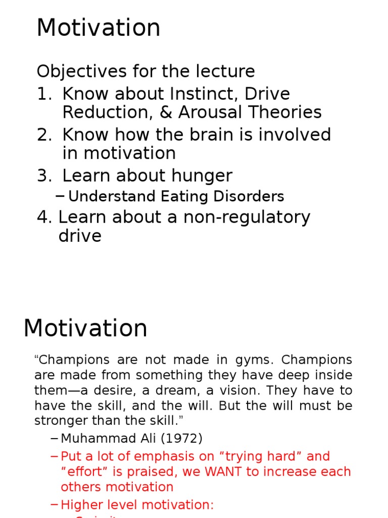Motivation Lecture Notes | PDF | Eating Disorder | Motivation