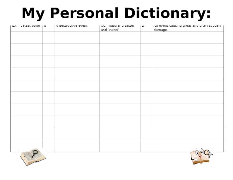 Personal Dictionary Resources Chart | PDF