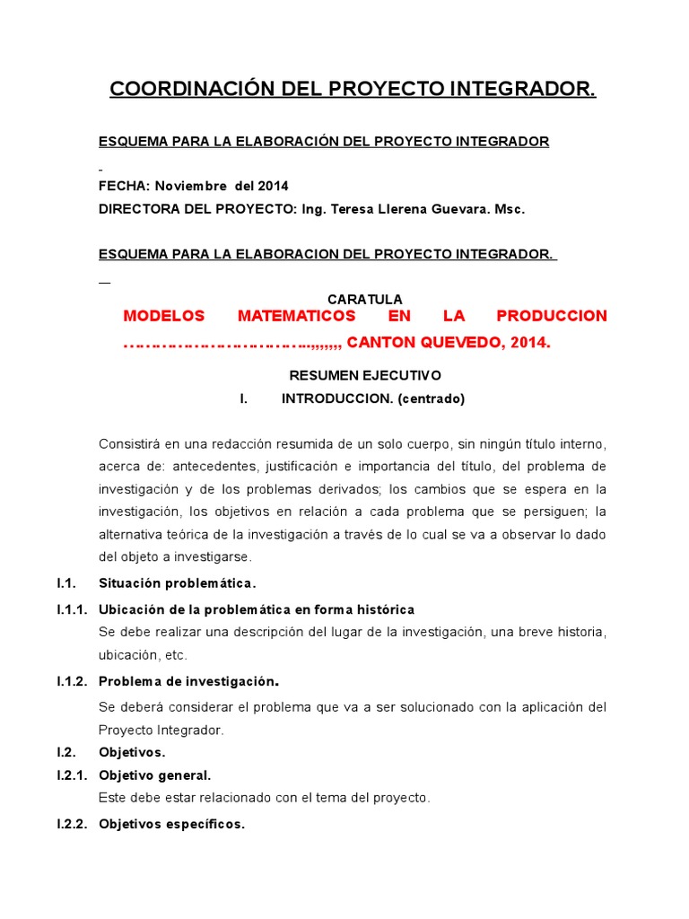 Esquema Del Proyecto Integrador | PDF | Método científico | Teoría