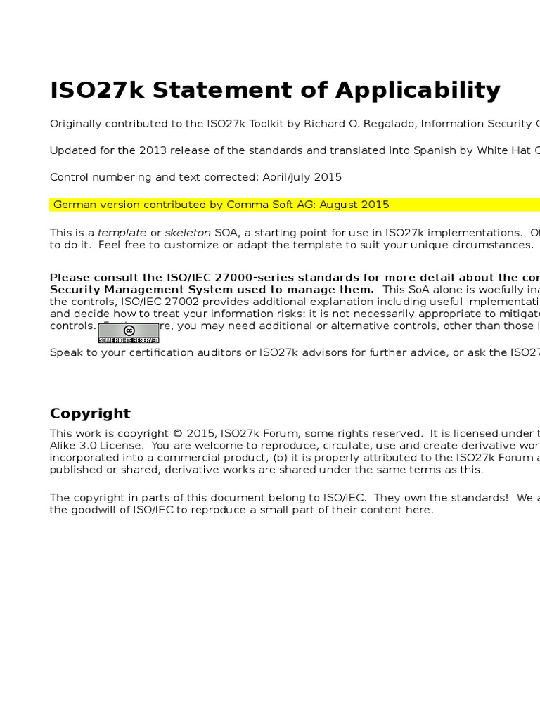 ISO27k SOA 2013 in 3 Languages | PDF | Information Security | Access ...