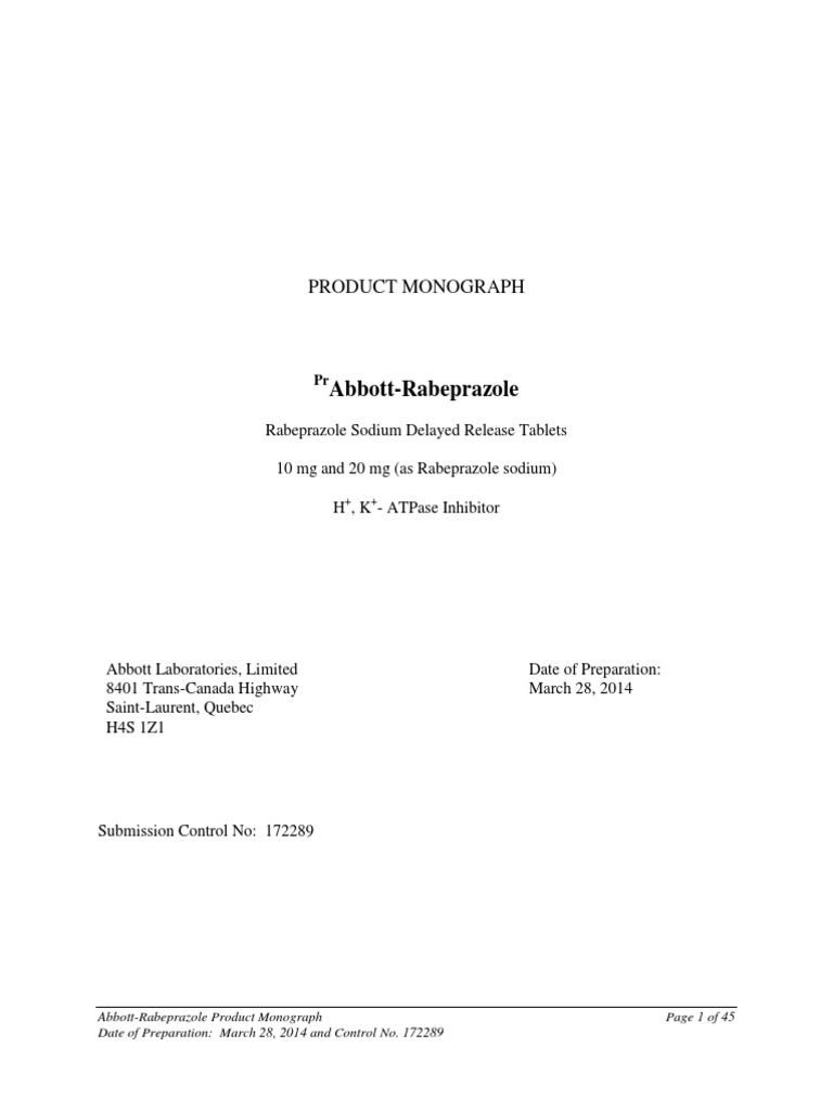Abbott Rabeprazole PM e PDF | PDF | Gastroesophageal Reflux Disease ...