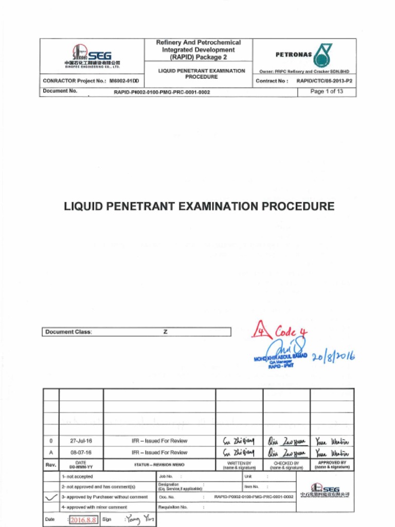 Liquid Penetrant Examination Procedure