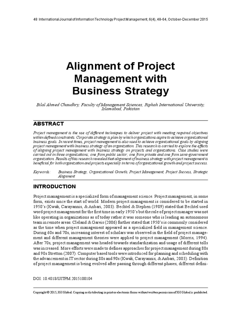 Alignment of Project Management With Business Strategy | PDF ...