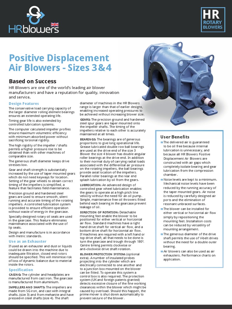 HR Blowers Data Sheet | PDF | Bearing (Mechanical) | Gear