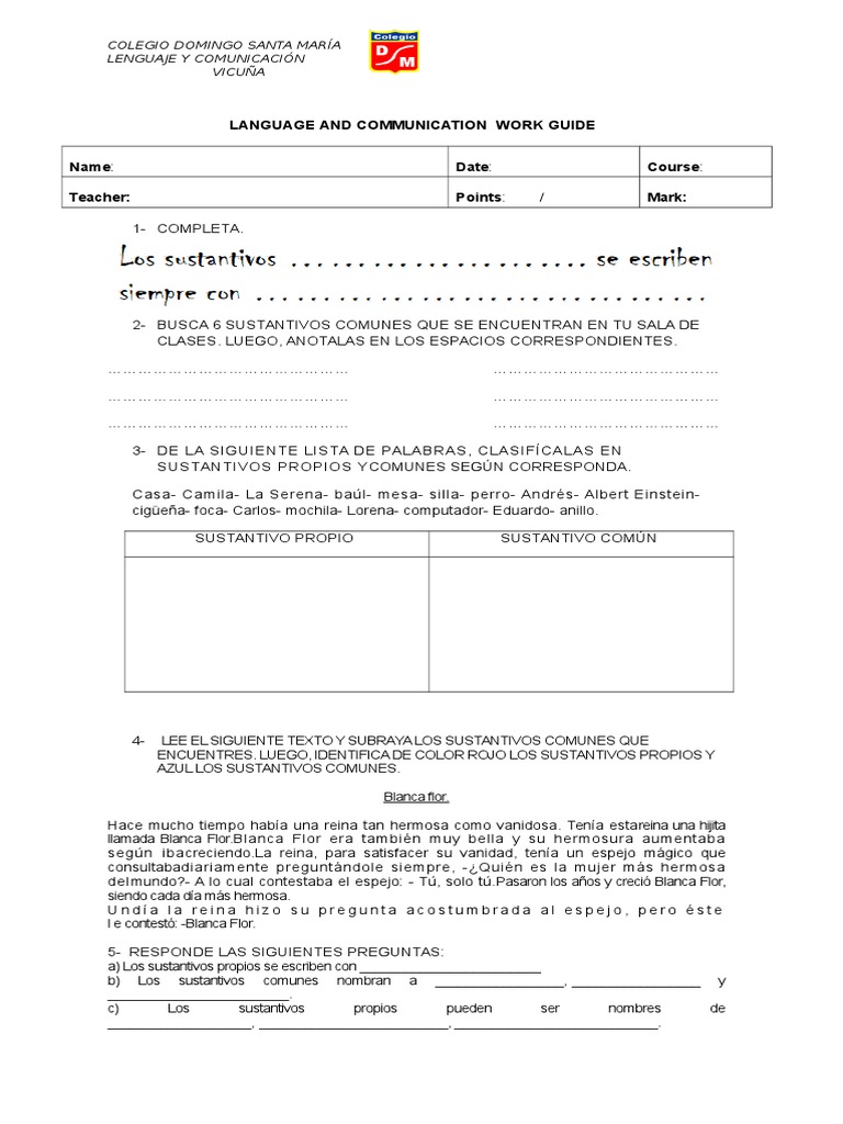 Guia Sustantivo Propio - Comun | PDF