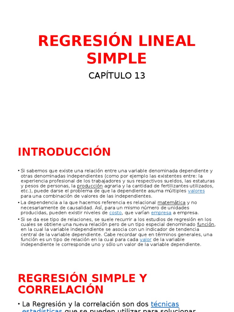 Regresión Lineal Simple | PDF | Coeficiente de determinación ...