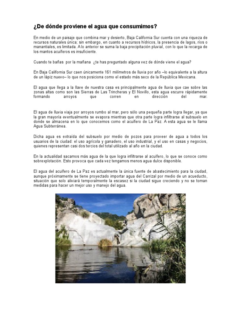 De Dónde Proviene El Agua Que Consumimos | PDF De Dónde Proviene El Agua Que Consumimos | PDF