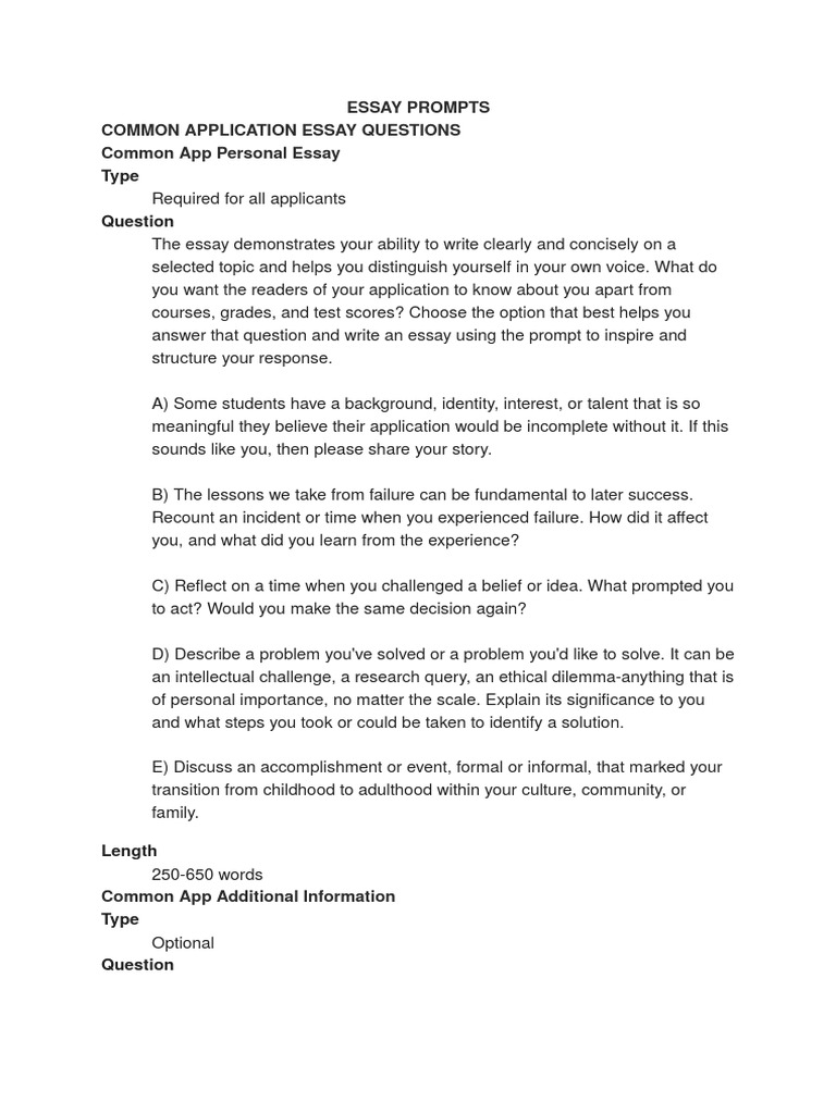 Essay Prompts | PDF | Sat | Essays