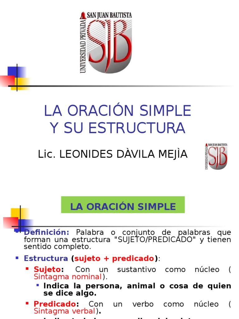 La Oracion Simple y Su Estructura | PDF