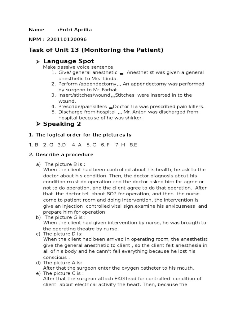 Task of Unit 13 (Writing & Passive Voice) | PDF