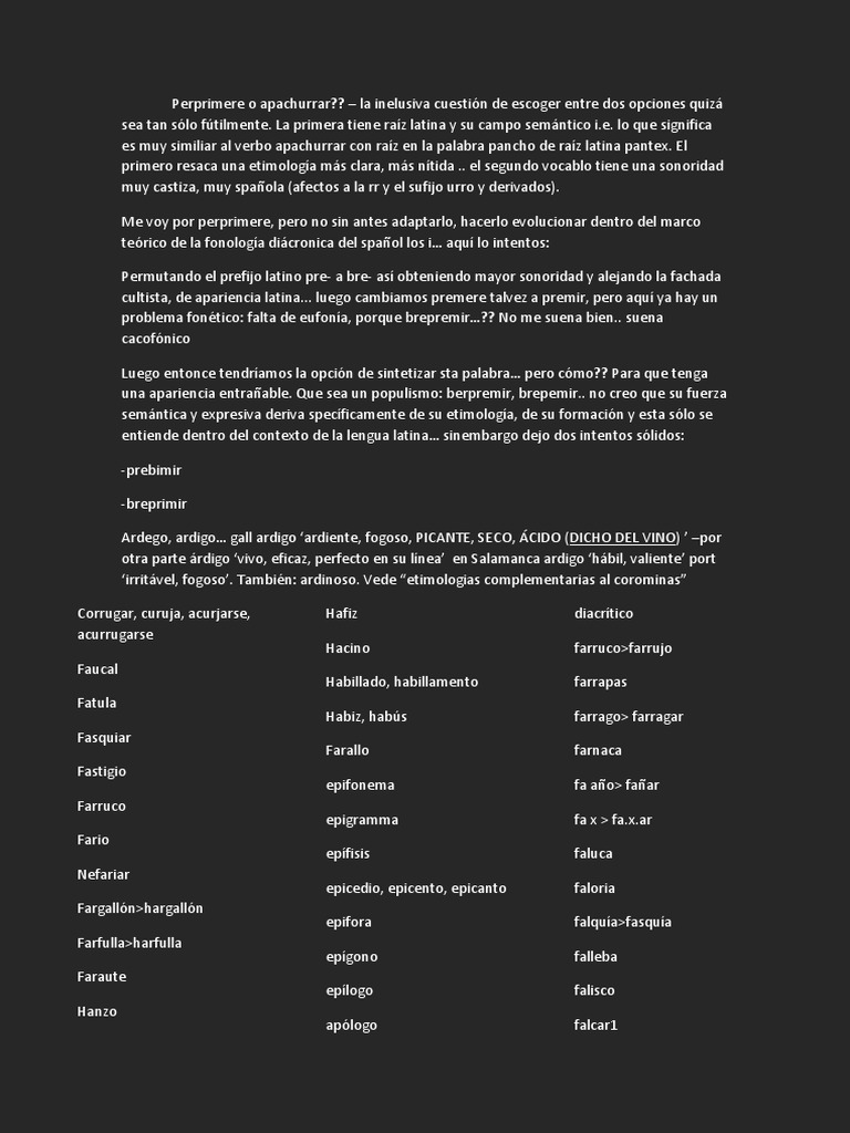 Un análisis etimológico y fonológico de las palabras 'perprimere' y ...