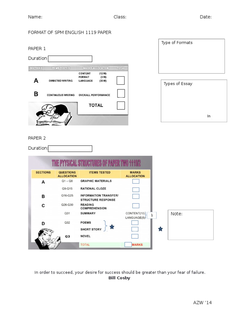 Format of SPM English 1119 Paper | PDF