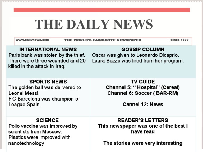 The Daily News: International News Gossip Column | PDF