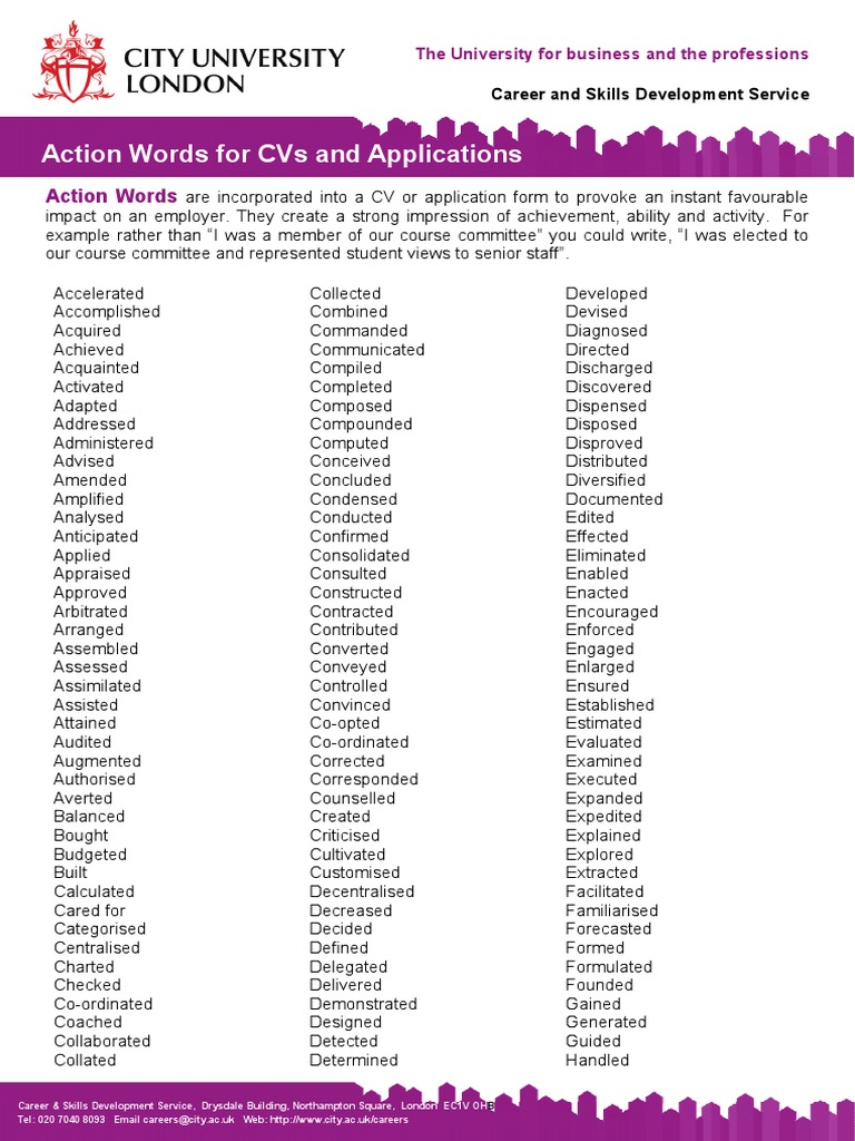 Action Words For CVs and Applications 2011 12 | PDF | Business