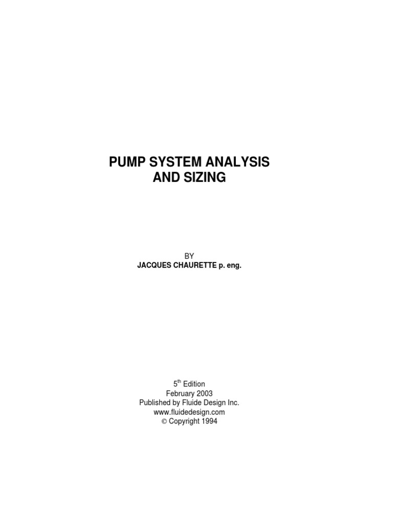 Pump System Analysis and Sizing | PDF | Pump | Pressure