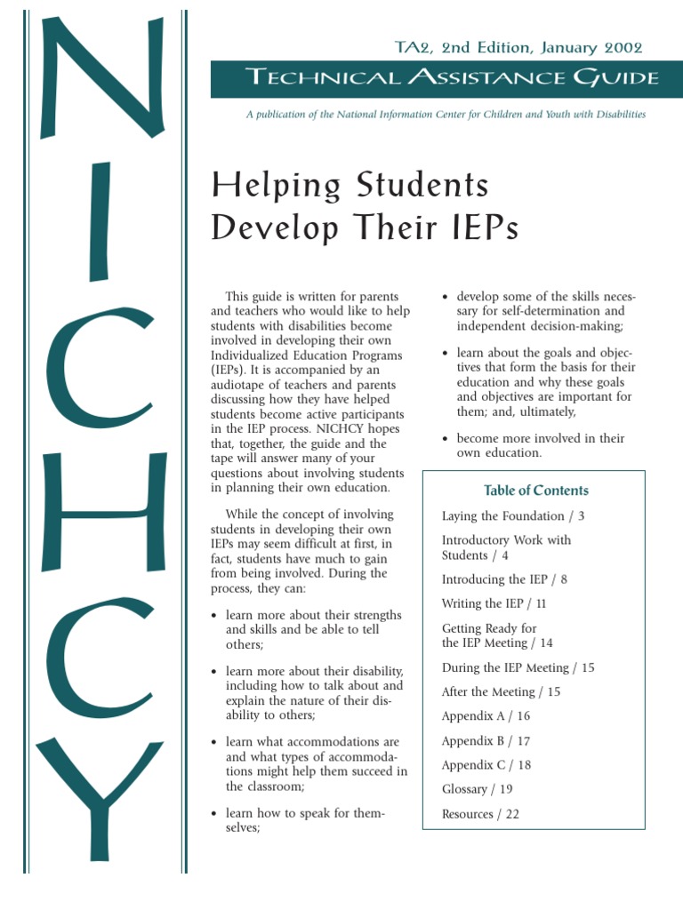Students Guide to the IEP Helping Students Develop Their IEPs ...