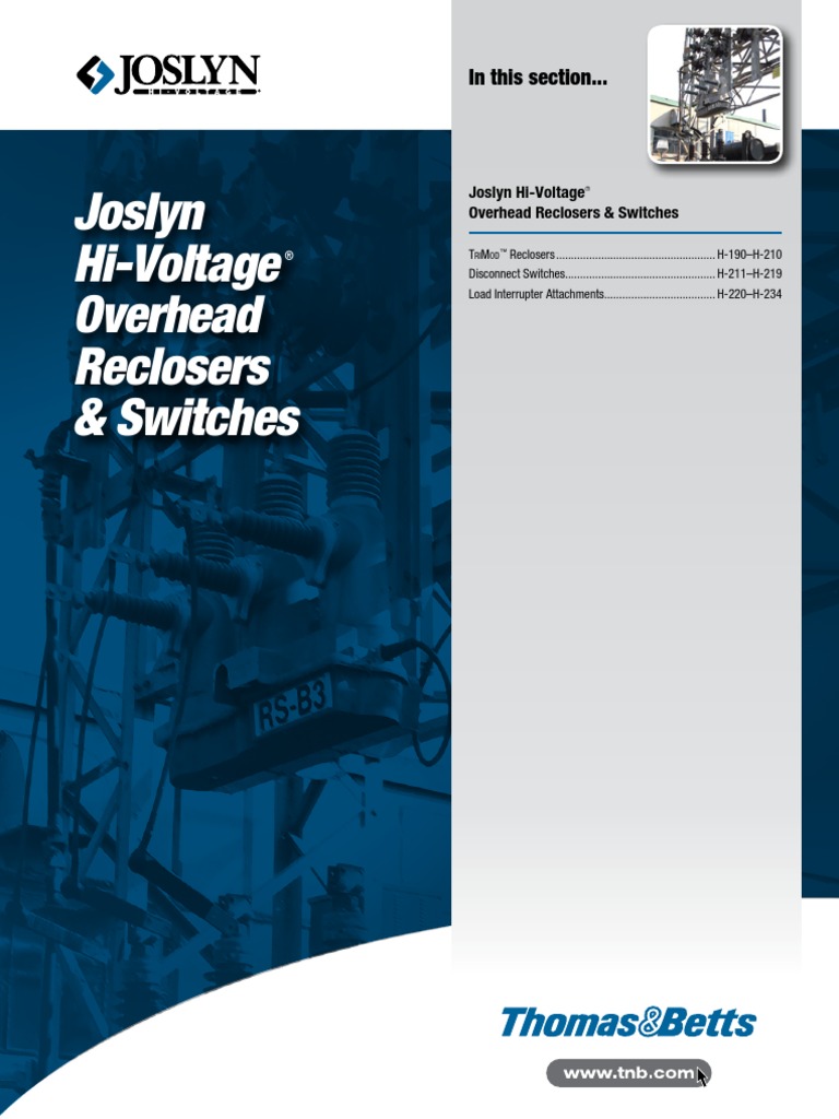 Joslyn Hi-Voltage Overhead Reclosers PDF | PDF | Switch | Insulator ...