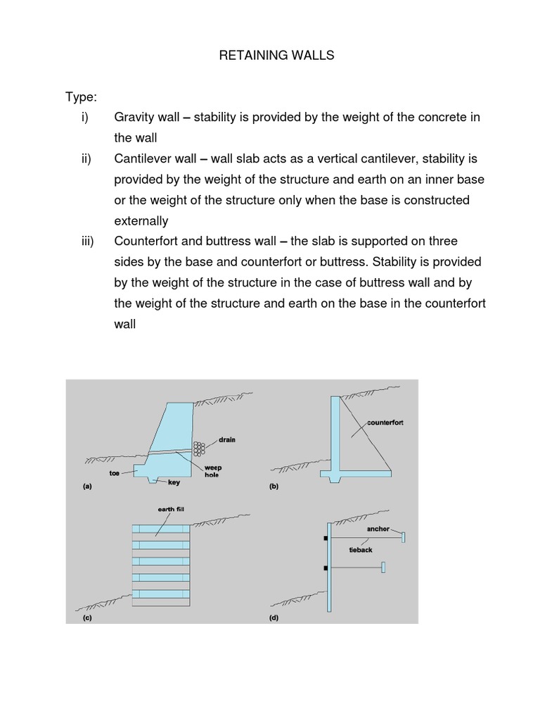 RC Retaining Wall Note | PDF | Building Engineering | Physics
