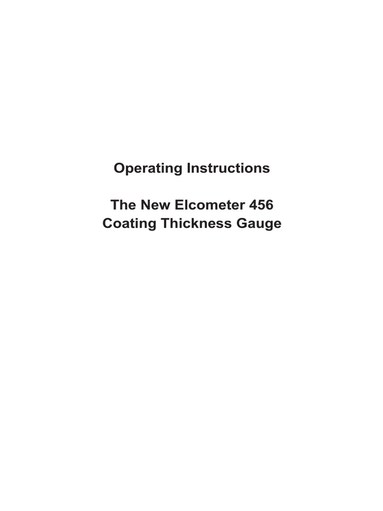 Elcometer Coating Thickness Gauge 456 Full Manual | PDF | Coefficient ...