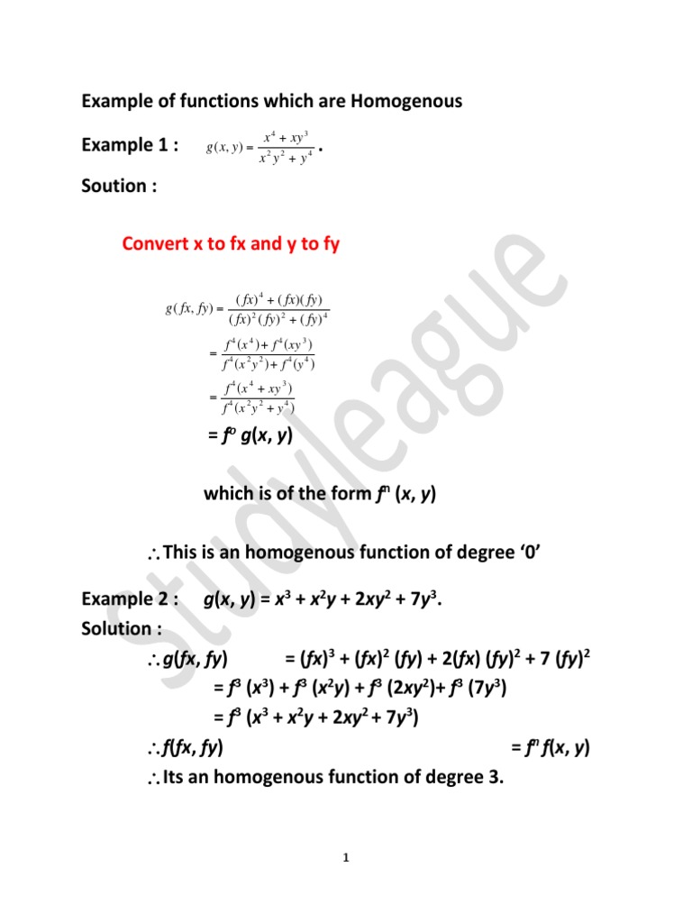 2.homogenous and Non-Homogenous Functions | PDF