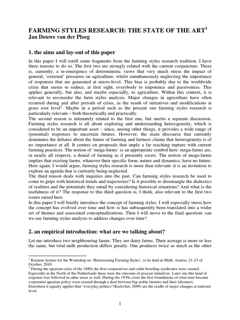 Farming Styles Research - The State of The Art | PDF | Farms | Agriculture
