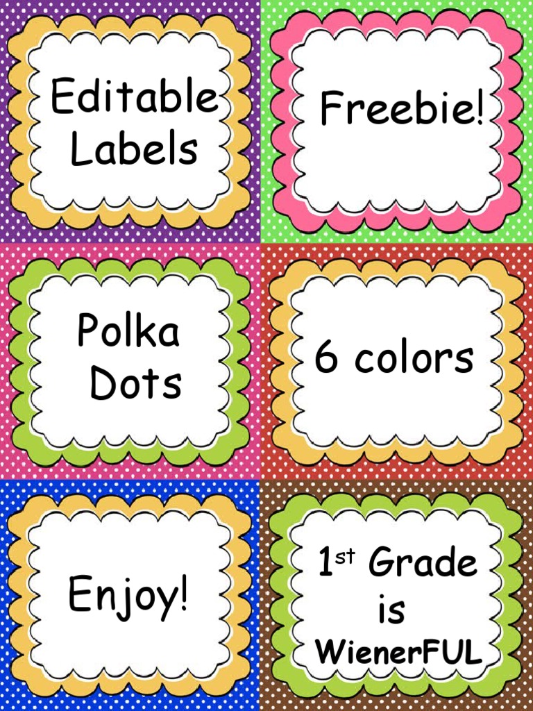 Editable Labels Freebie!: 1 Grade Is | PDF