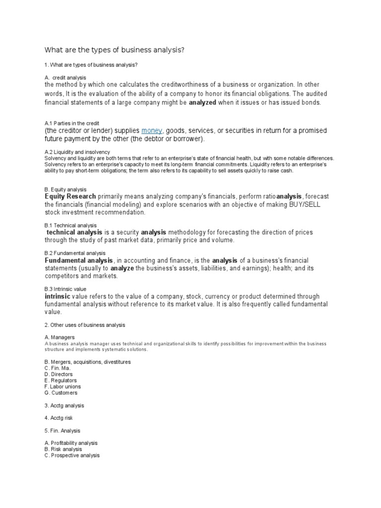What Are The Types of Business Analysis | PDF
