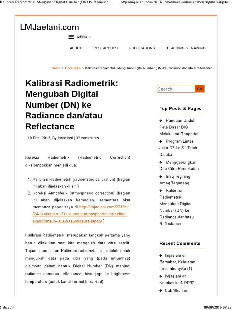 Web-Kalibrasi Radiometrik-Mengubah Digital Number (DN) Ke Radiance Dan ...