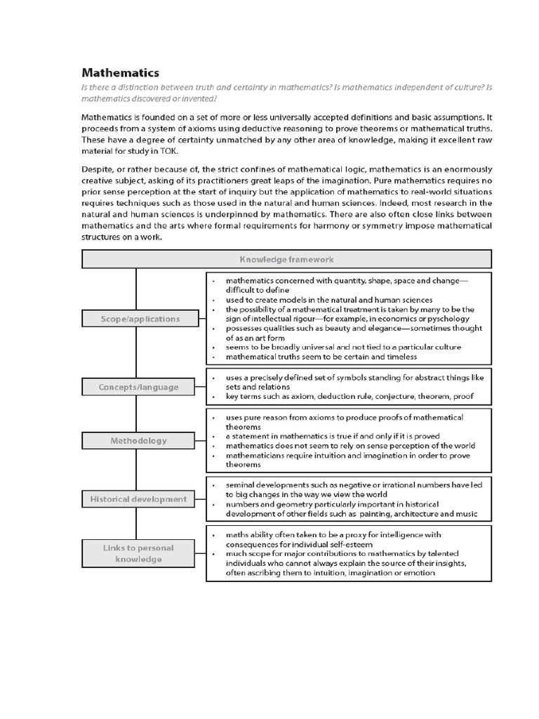 Knowledge Framework Maths Guide | PDF