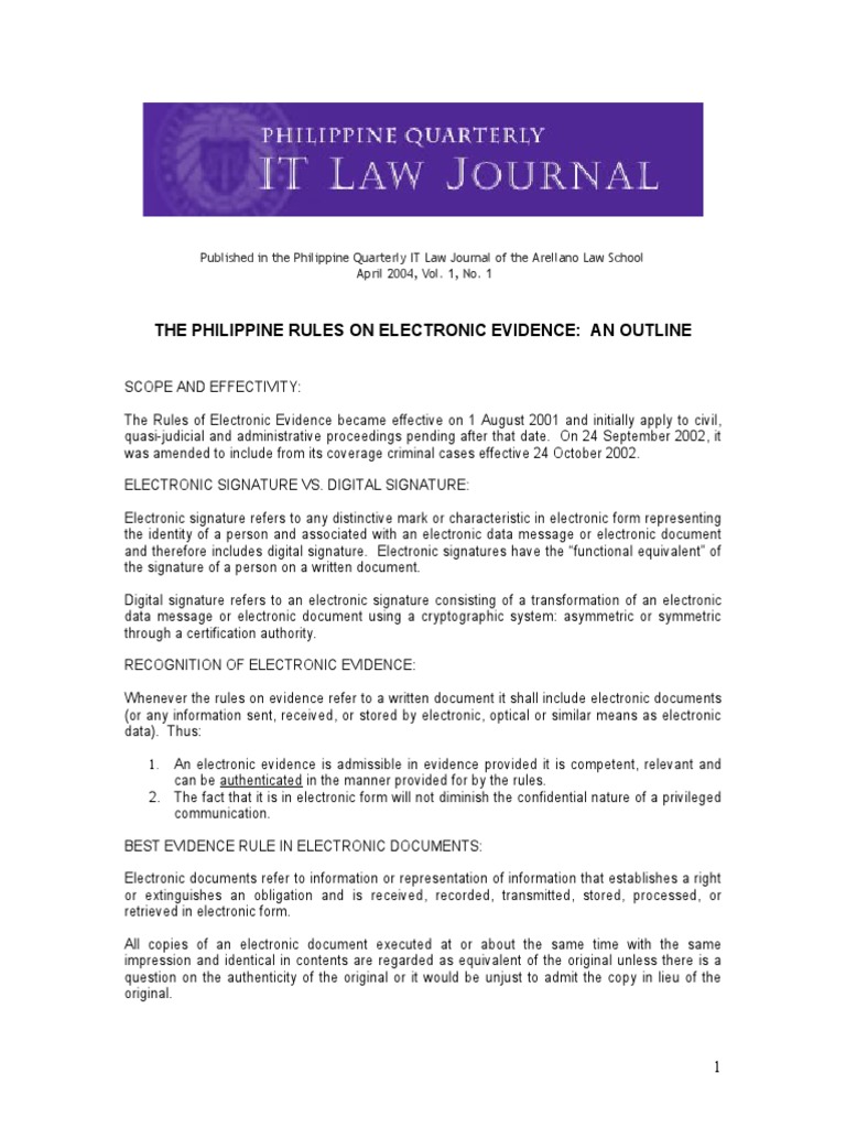 Electronic Evidence | PDF | Evidence (Law) | Authentication