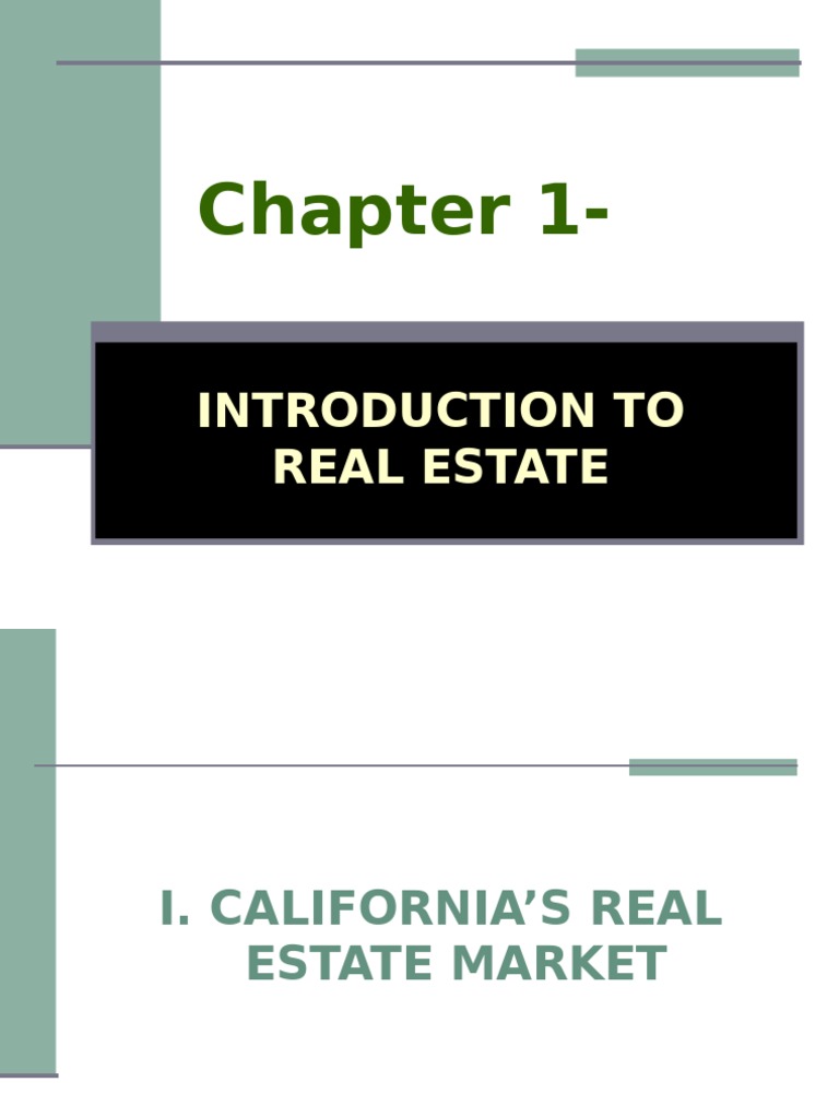 Chapter 1-: Introduction To Real Estate | PDF | Real Property | Land Lot