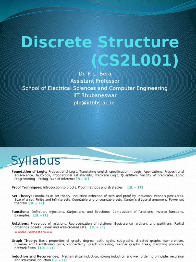 Discrete Mathematics Syllabus Overview | PDF | Logic | Contradiction