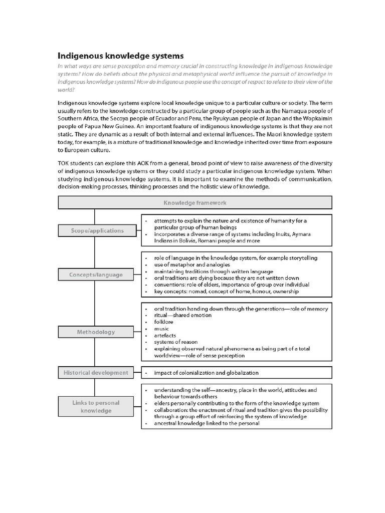 Knowledge Framework Indigenous Knowledge Guide | PDF