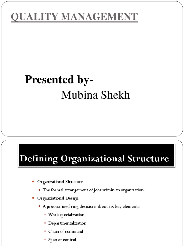 Quality Management Through Organizational Structure and Design | PDF ...