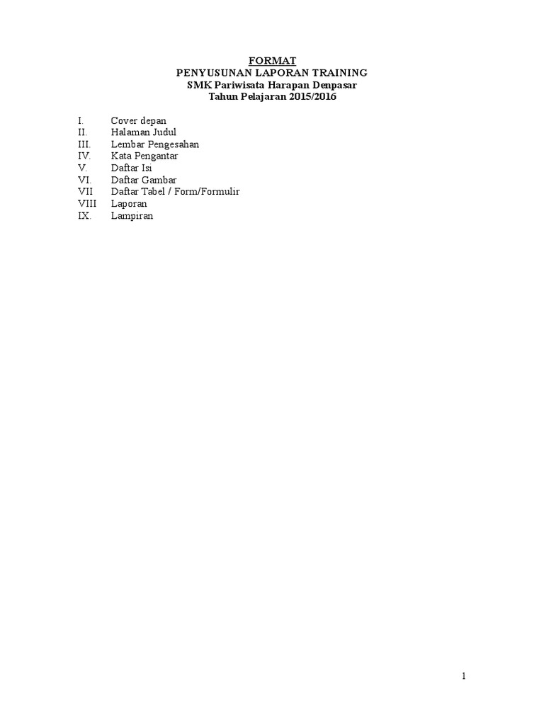 Format Laporan Training Karyawan SMK | PDF | Karier & Perkembangan