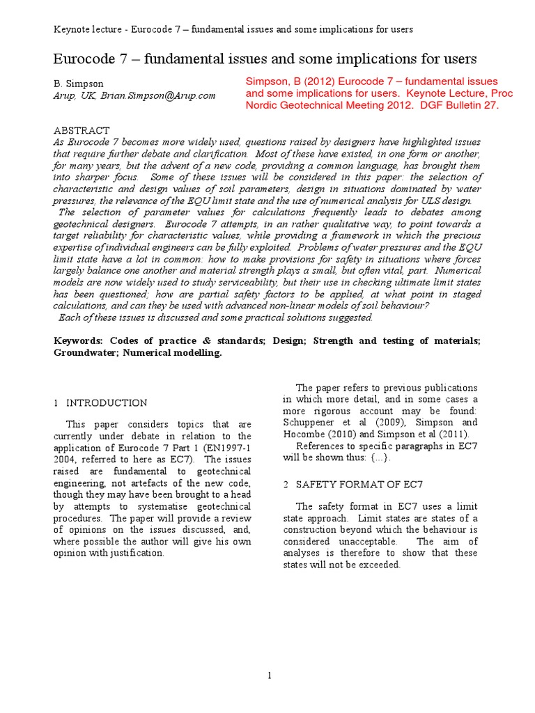 Eurocode 7: Key Issues for Designers | PDF | Strength Of Materials ...