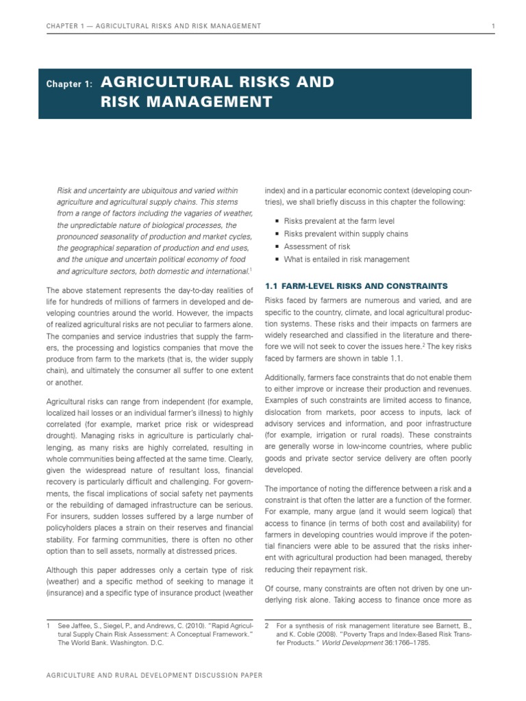 Agricultural Risks and Management Strategies | PDF | Risk | Agriculture