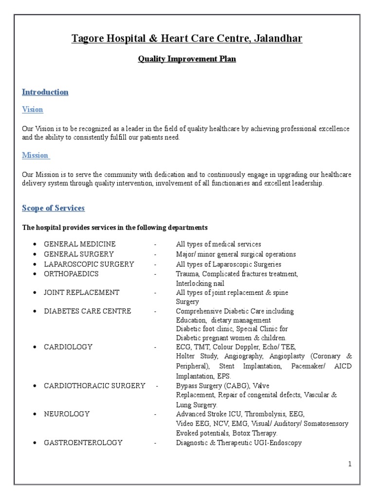 Tagore Hospital Quality Plan Pdf Patient Safety Medical Prescription