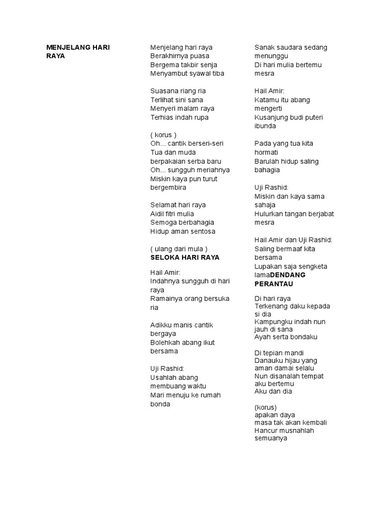 Lirik Lagu Raya | PDF | Puisi