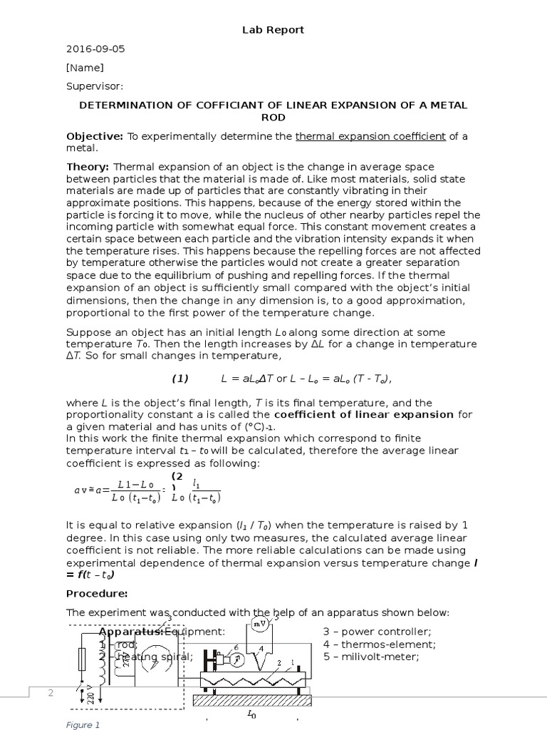 Lab Report Example | PDF | Thermal Expansion | Temperature