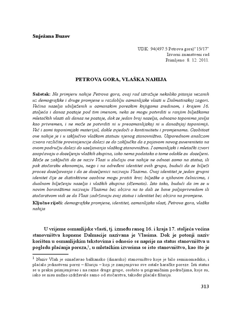 Snježana Buzov - Petrova Gora, Vlaška Nahija | PDF