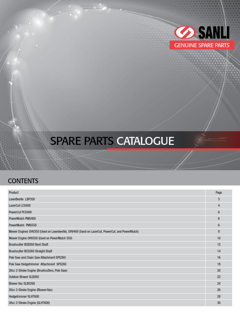 Sanli Spare Parts Catalogue Overview | PDF | Piston | Vehicle Technology
