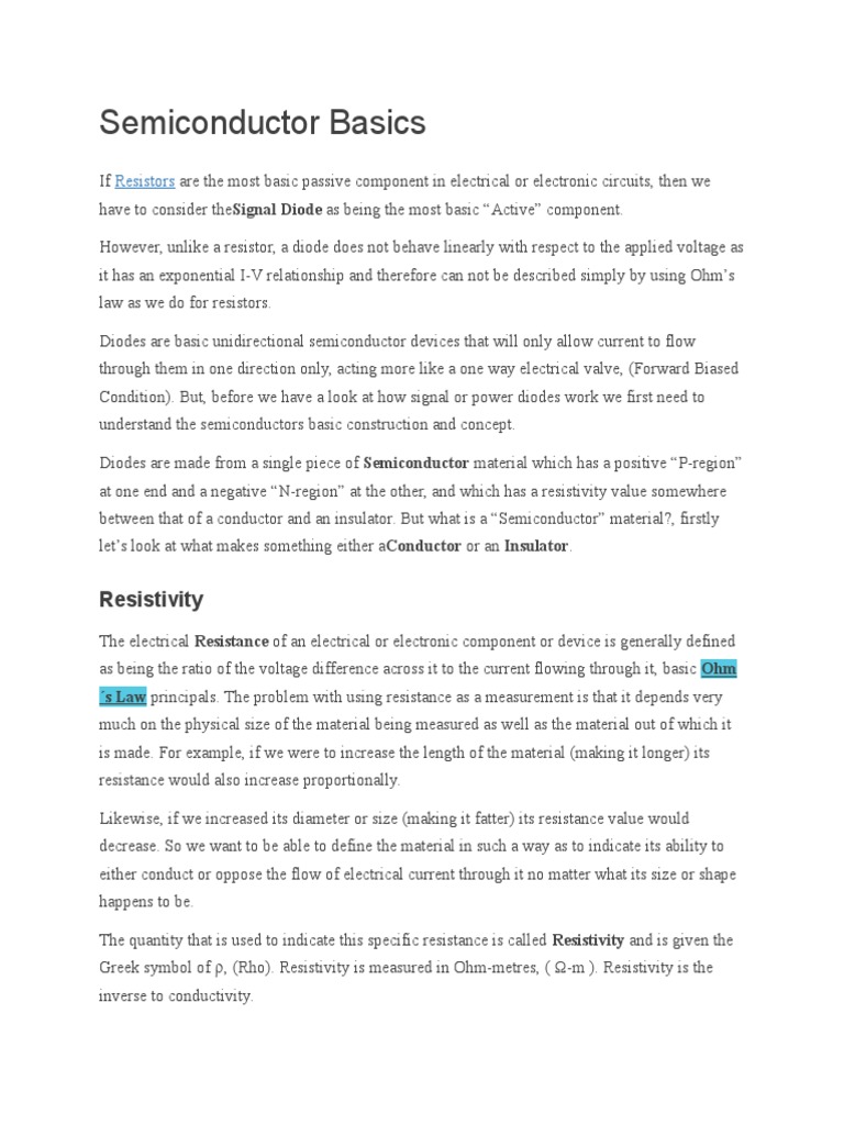 Semiconductor Basics: Resistors | PDF | Electrical Resistivity And ...