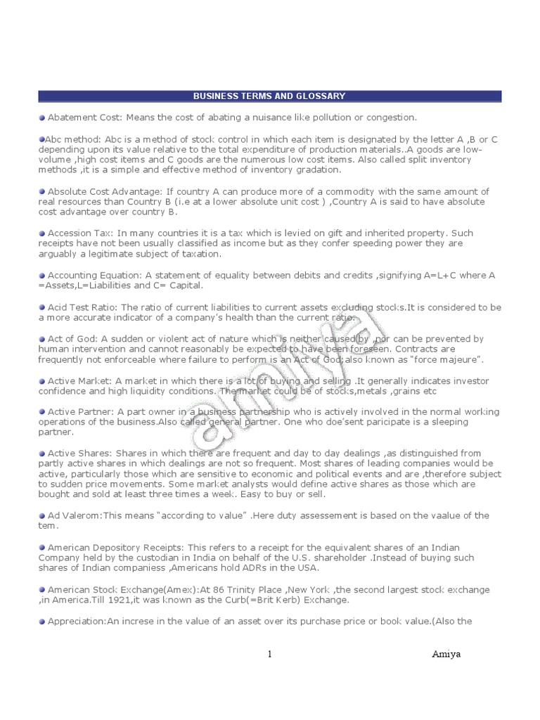Business Terms and Glossary | PDF | Futures Contract | Stocks