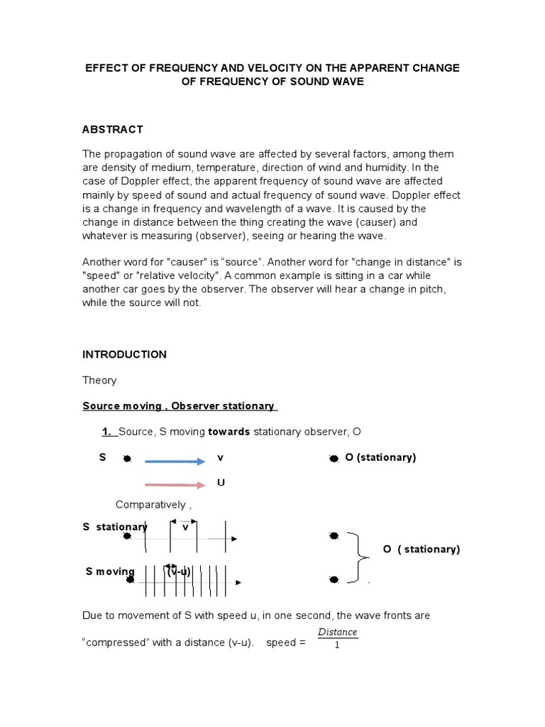 Effect of Frequency and Velocity On The Apparent Change of Frequency of ...