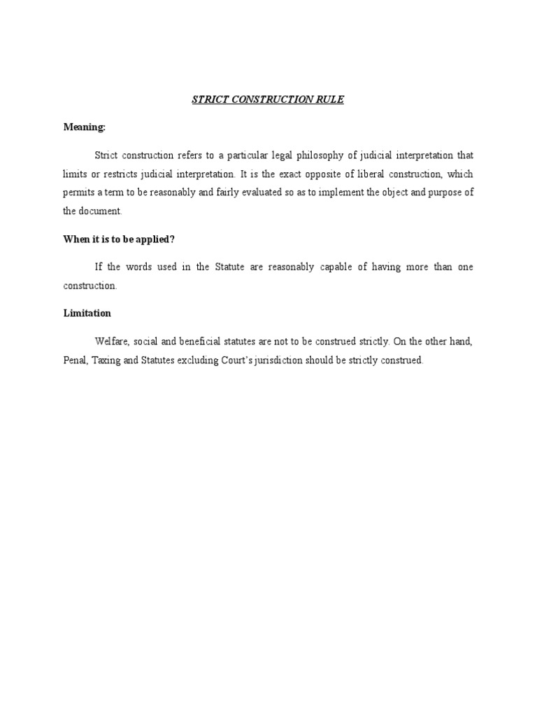 Strict Construction Rule | PDF | Taxes | Common Law