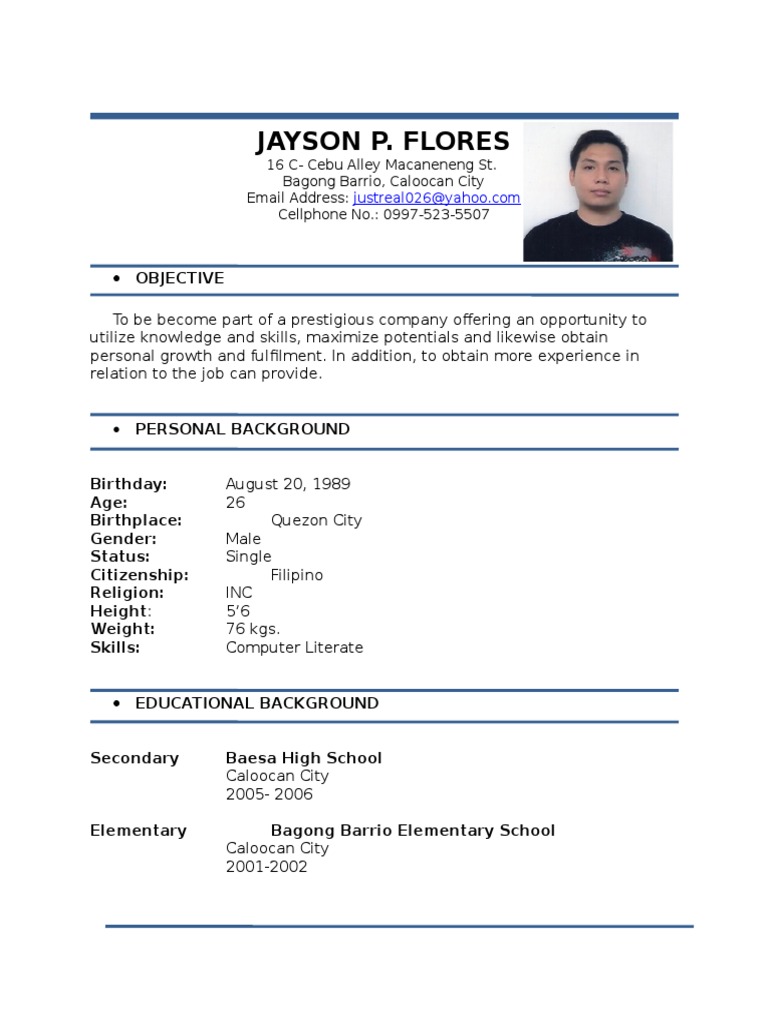 Jayson P. Flores: Objective | PDF