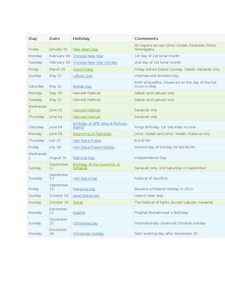 Public Holiday 2016 Pdf